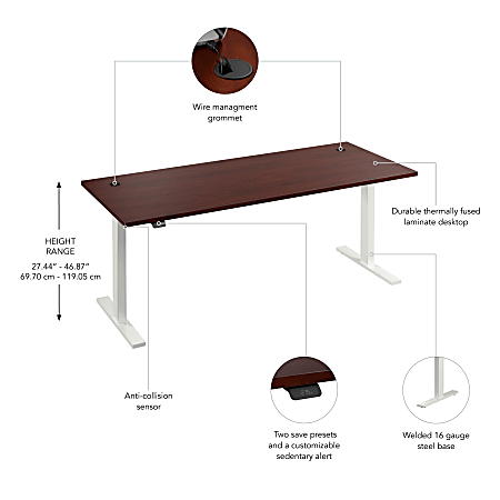 Bush Business Furniture Move 60 Series 72 W x 30 D Electric Height ...