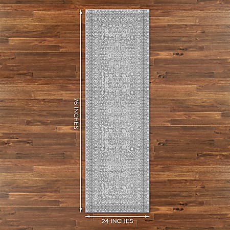 GelPro Nevermove Bella Area Rug 24 x 76 Gray - Office Depot
