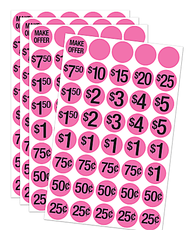 COSCO Garage And Yard Sale Labels With Bonus Labels 34 Pink Pack Of ...