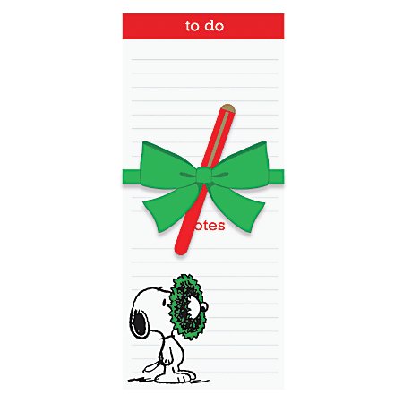 Graphique Holiday Magnetic Notepad With Pen 4 x 9 100 Sheets Peanuts ...