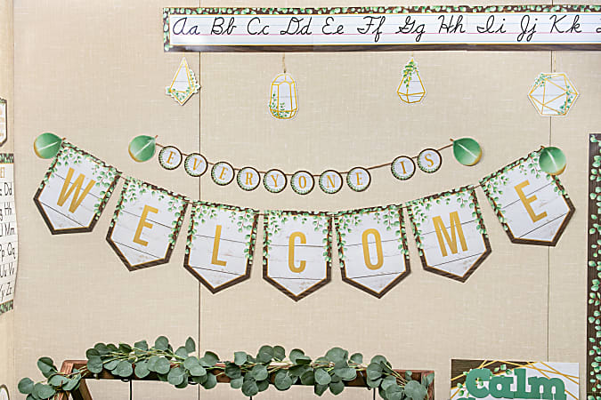 Teacher Created Resources Eucalyptus Pennants Welcome Bulletin Board ...