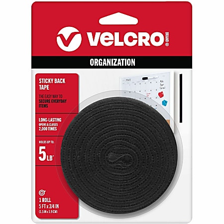 VELCRO Brand STICKY BACK Tape Roll 34 x 5 Black - Office Depot
