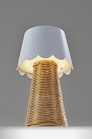 Adesso Tory LED Cordless Table Lamp WhiteRattan with White Metal Shade ...