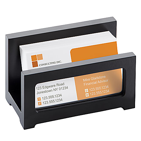 Realspace Black Wood Business Card Holder - ODP Business Solutions
