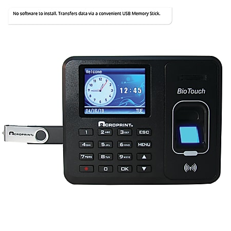 Acroprint BioTouch Time Clock 500 Employees 5 H x 6 W x 1 12 D Black ...