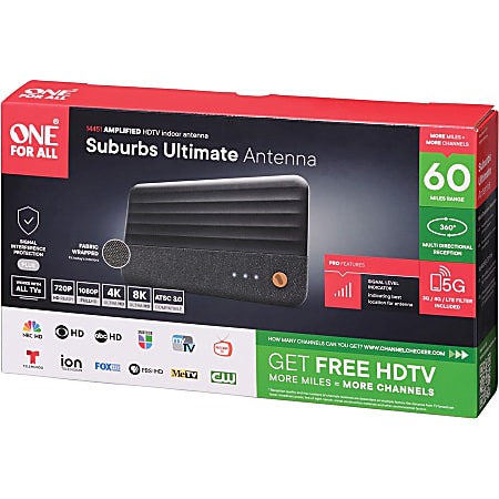 One For All Antenna Upto 60 Mile Indoor HDTV Antenna Black WallStand ...