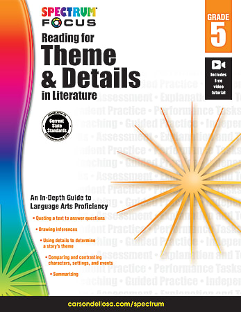 Spectrum Reading For Theme And Details In Literature Workbook Grade 5 ...