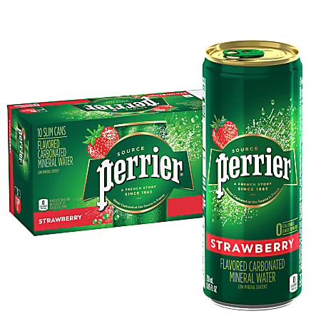 Perrier Sparkling Mineral Water Strawberry 8.45 Oz Pack Of 10 - Office ...