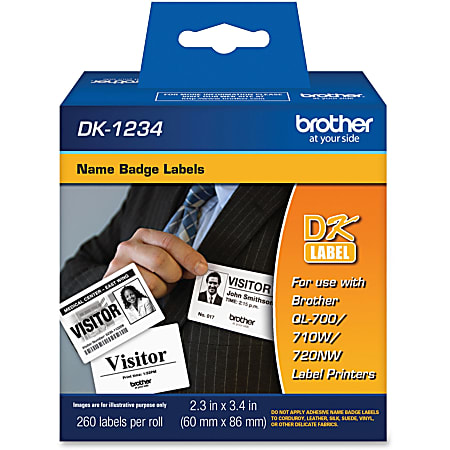 Brother DK1234 Name Badge Labels Rectangular 2 38 x 3 38 White Pack Of ...