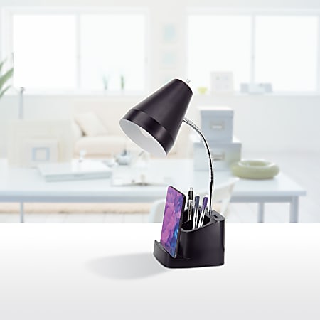 Realspace Lusina LED Organizer Desk Lamp With USB 18 H Black - Office Depot