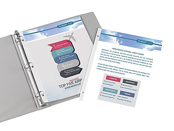 Office Depot Brand 3 Hole Punched Sheet Protectors 8 12 x 11 Clear Pack ...