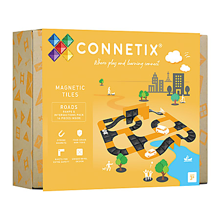 Connetix Magnetic Tiles Ramps Intersections Pack 16 Pieces - Office Depot