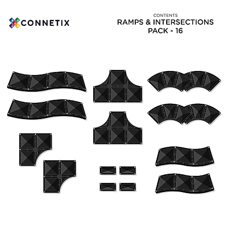 Connetix Magnetic Tiles Ramps Intersections Pack 16 Pieces - Office Depot