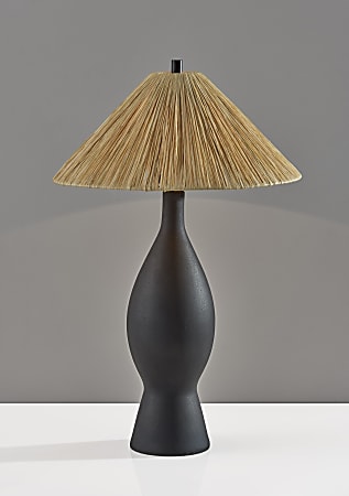Adesso Maren Table Lamp BlackRaffia Grass Shade - Office Depot