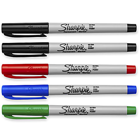 Sharpie® Permanent Ultra-Fine Point Markers, Assorted Colors, Pack Of 5 ...