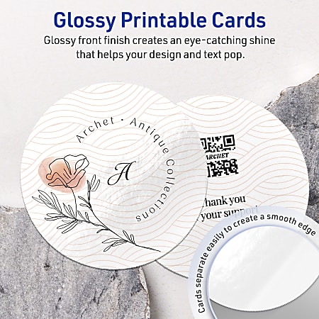 Avery Printable Note Cards With Sure Feed Technology 4 Round Glossy ...