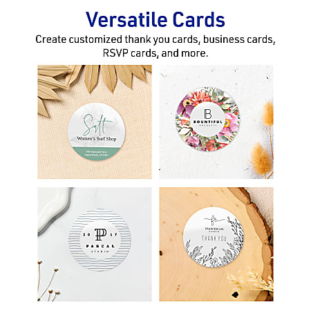 Avery Printable Note Cards With Sure Feed Technology 4 Round Glossy ...