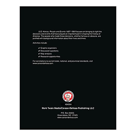 Mark Twain Media U.S. History People And Events 1607 1865 Grades 6 12 ...
