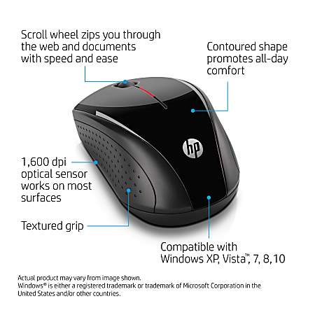 HP X3000 Wireless Optical Mouse BlackMetallic Gray - Office Depot