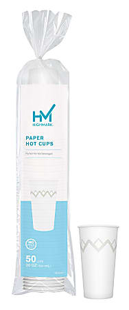 Highmark Paper Hot Cups 20 Oz Printed White Pack Of 50 - Office Depot