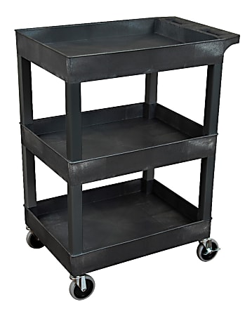 Luxor 3 Shelf Plastic Utility Cart 36 14 H x 24 W x 18 D Black - Office ...
