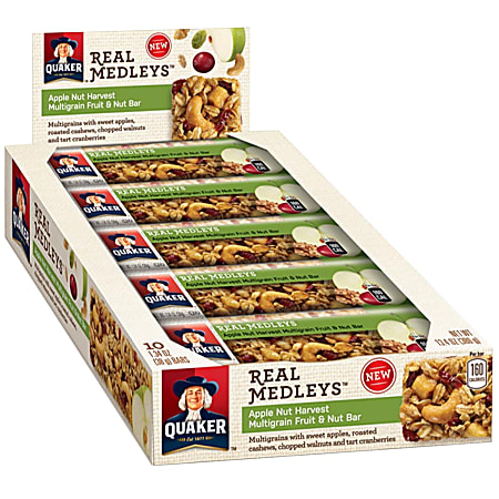 Quaker Real Medleys Multigrain Bars Apple Nut Harvest 1.34 Oz Pack Of ...