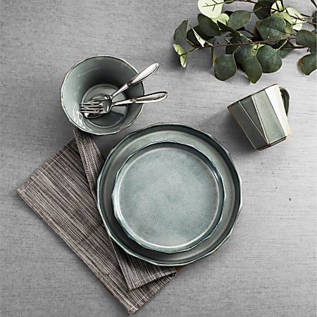 Table 12 16 Piece Stonewashed Dinnerware Set Gray - Office Depot
