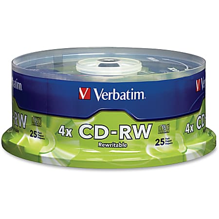 Verbatim CD RW Rewritable Media Disc 700MB80 Minute Pack Of 25 - Office ...