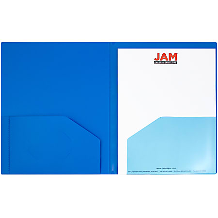JAM Paper Heavy Duty 4 Pocket Plastic Folders 9 12 x 11 58 Blue Pack Of ...