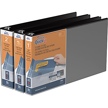 QuickFit Landscape Overlay 3 Ring Binder 1 12 Round Rings Black ...