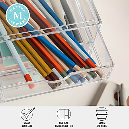 Martha Stewart Brody Plastic Stackable Office Desktop Organizer Boxes ...