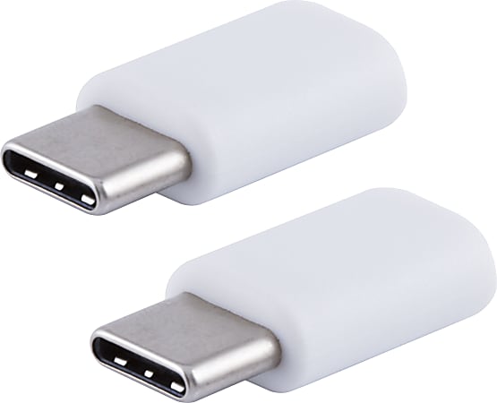 Ativa USB C to Micro USB Connector Adapter 2 Pack White 36491 - Office ...