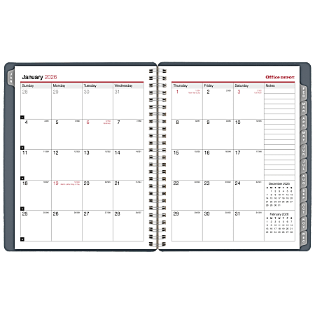 Office Depot Brand Weekly Monthly Planner 7 x 9 Silver January 2026 to ...