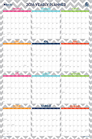 Blue Sky Erasable Laminated Yearly Wall Planner 36 x 24 Dabney Lee ...