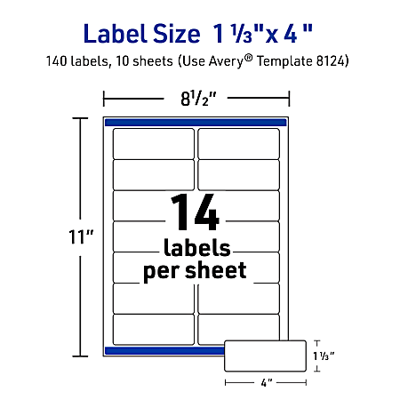 Avery Printable Labels With Sure Feed Rectangle 1 13 x 4 Matte Clear ...