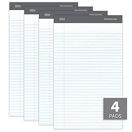 Office Depot Brand Professional Writing Pads 8 12 x 14 LegalWide Ruled ...
