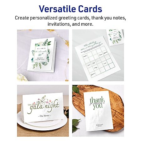 Avery Printable Quarter Fold Greeting Cards 4 14 x 5 12 Glossy White ...