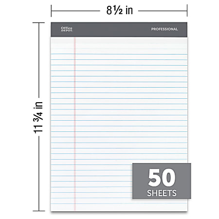 Office Depot Brand Professional Writing Pads 8 12 x 11 34 Legal ...