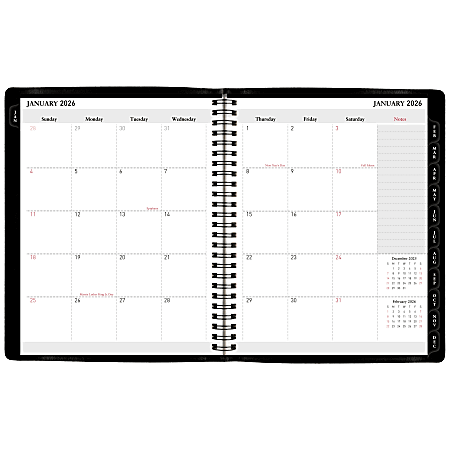 Office Depot Brand Weekly Monthly Planner 7 x 9 Black January 2026 to ...