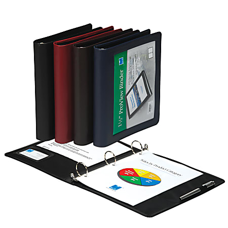 Blue Sky Professional Sewn Vinyl View Binder 1 12 Rings Black - Office ...