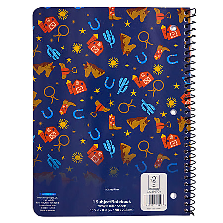 Toy Story 5 Licensed Single Subject Wide Ruled Notebook 8.5 x 11 70 ...