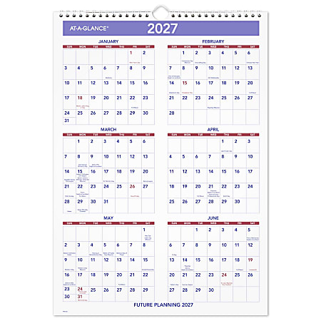 AT A GLANCE 2026 Monthly Wall Calendar Medium 12 x 17 - Office Depot