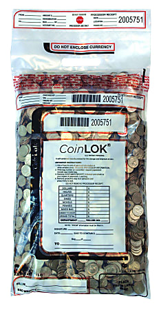 CONTROLTEK CoinLOK Coin Bag 12 x 25 Clear 50Pack - Office Depot