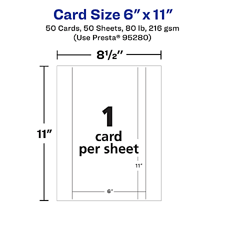 Avery Printable Postcards 95280 MWC50 Rectangle 6 x 11 Matte White Pack ...