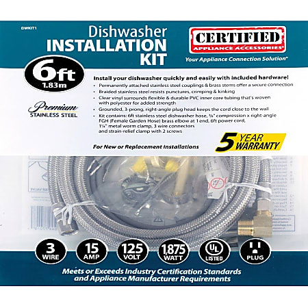 Certified Appliance Accessories Dishwasher Installation Kit with Right ...