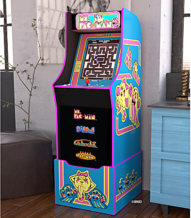 Arcade1Up Ms. PAC MAN Arcade Cabinet With Riser Blue - Office Depot