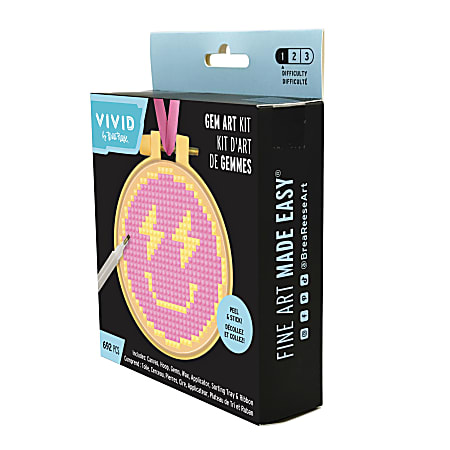 Vivid by Brea Reese Mini Hoop Gem Art Kit Smiley Face 3 12 - Office Depot