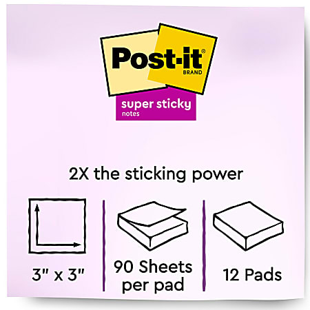 Post it Recycled Super Sticky Notes 12 Pads 90 Sheets 3 in x 3 in 2x ...