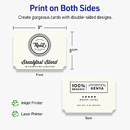 Avery Printable Postcards 3 12 x 5 Rectangle Scalloped Edge Matte Ivory ...