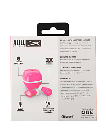 Altec Lansing NanoBuds 3.0 Earbuds Pink MZX 5001 - Office Depot